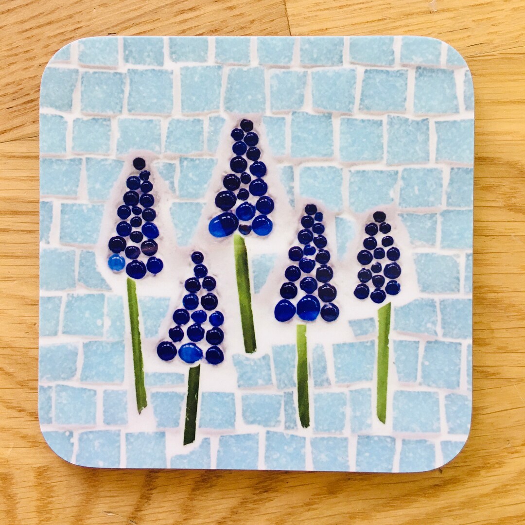 Grape Hyacinth Mosaic Coaster, Wipe Clean Drinks Mat - Etsy UK