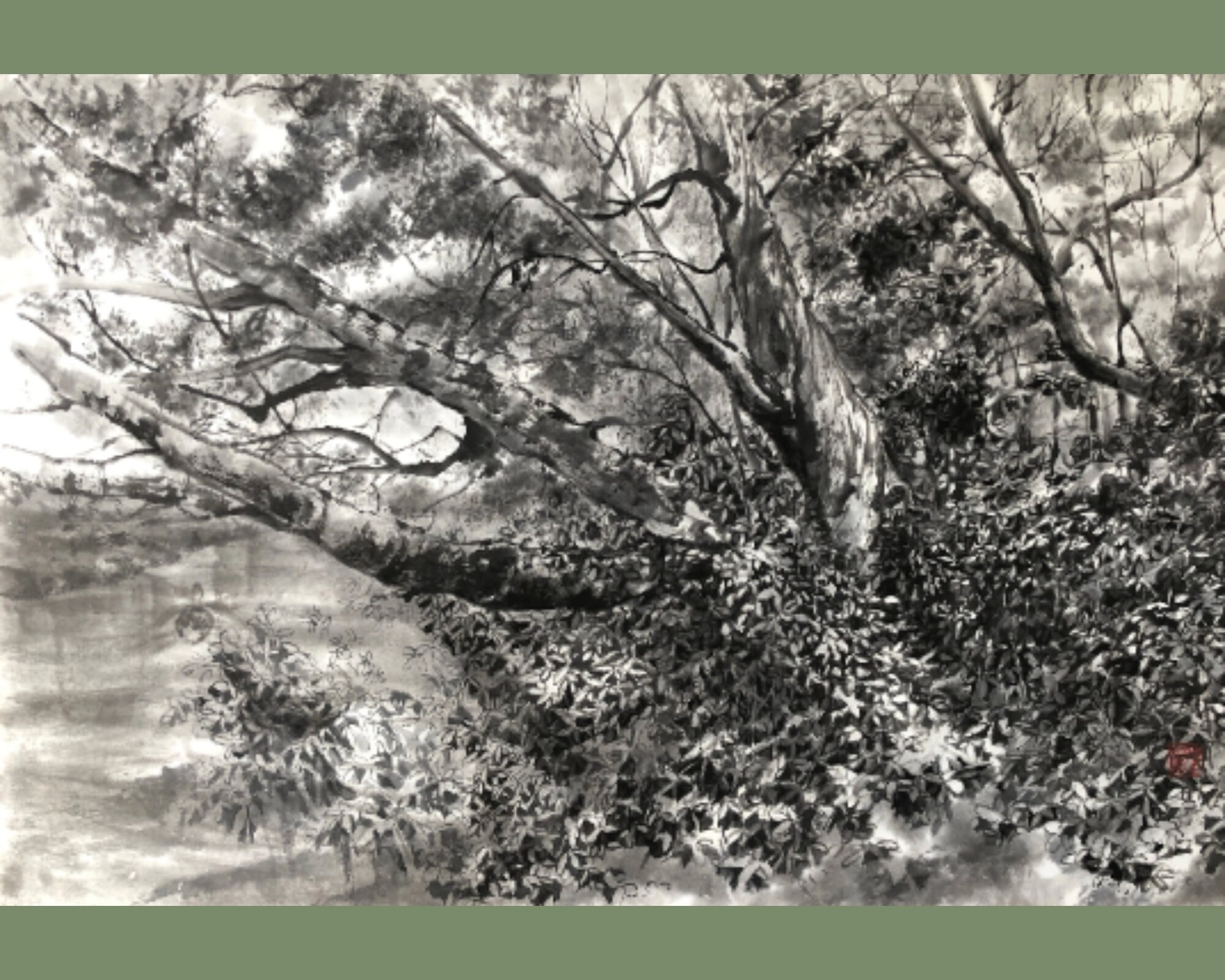 Old Trees Japanese Ink Painting Sumi-e Black Ink Japanese - Etsy