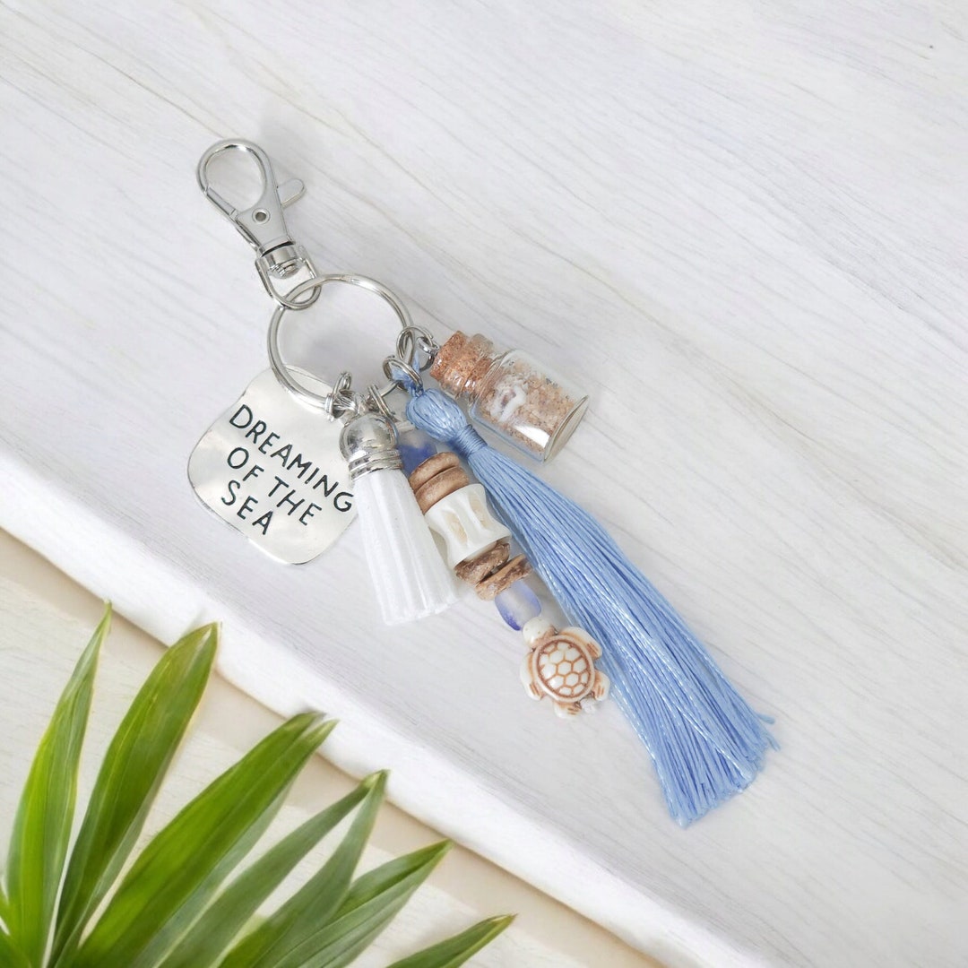 Beach-themed Keychain Purse Charm – Nautical Gift With Sand and Shells ...