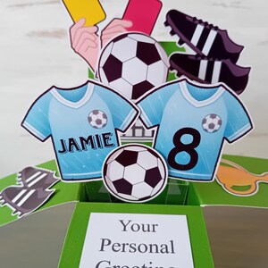 Large, Personalised, Pop up Box Card, Football / Soccer Theme - Etsy