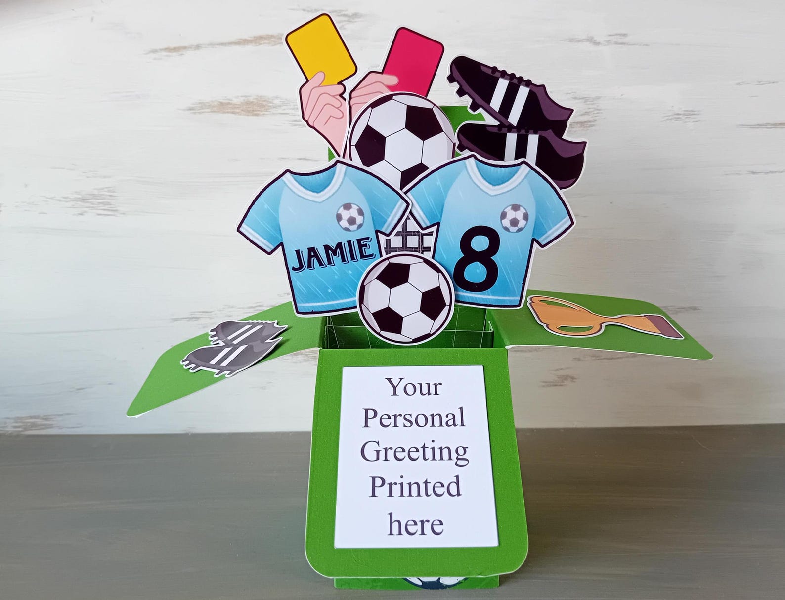 Large, Personalised, Pop up Box Card, Football / Soccer Theme - Etsy