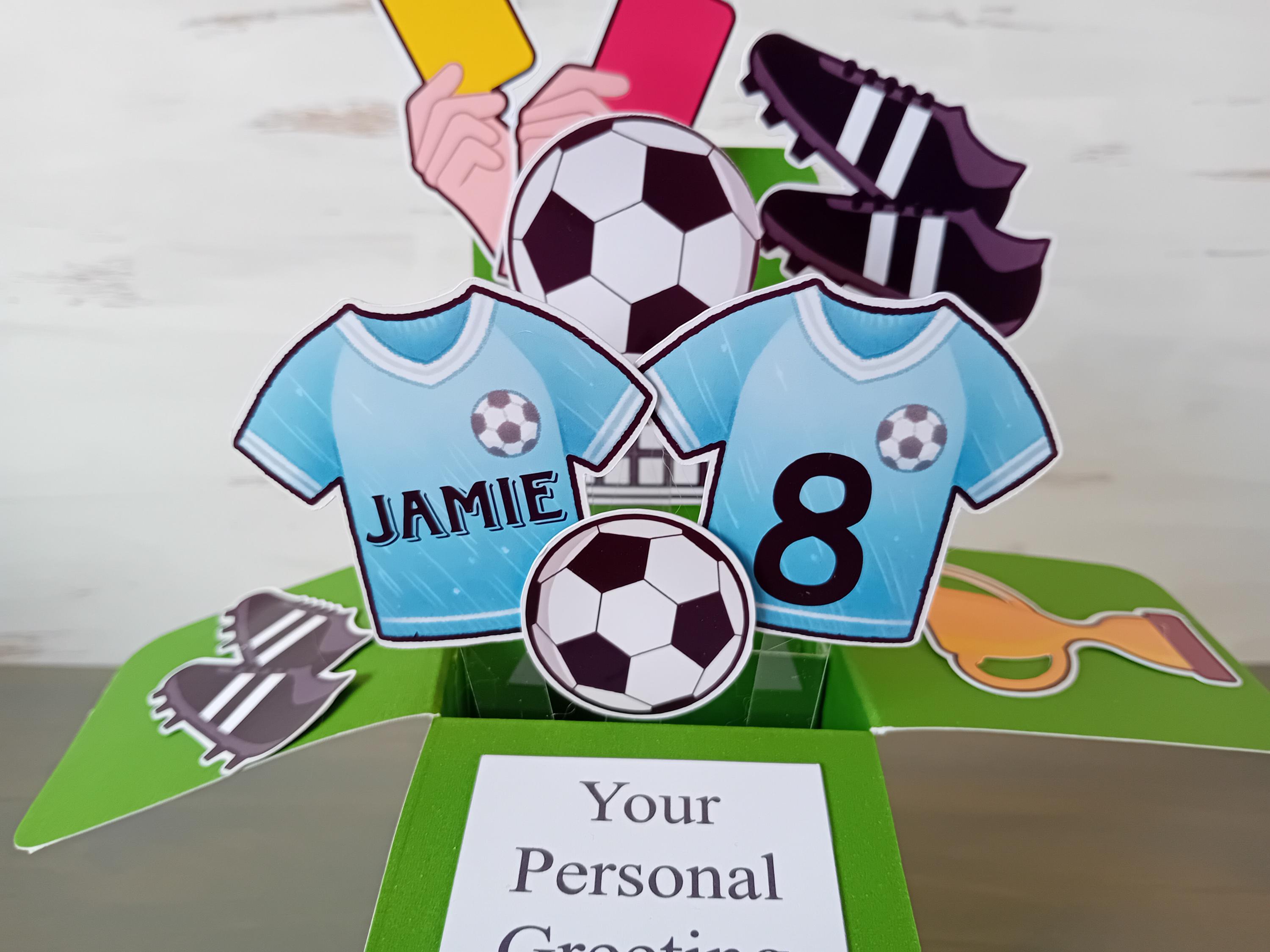 Large, Personalised, Pop up Box Card, Football / Soccer Theme - Etsy