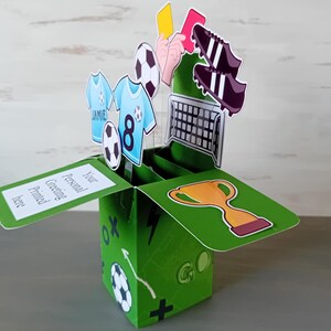 Large, Personalised, Pop up Box Card, Football / Soccer Theme - Etsy