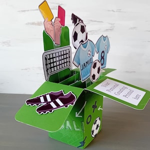 Large, Personalised, Pop up Box Card, Football / Soccer Theme - Etsy