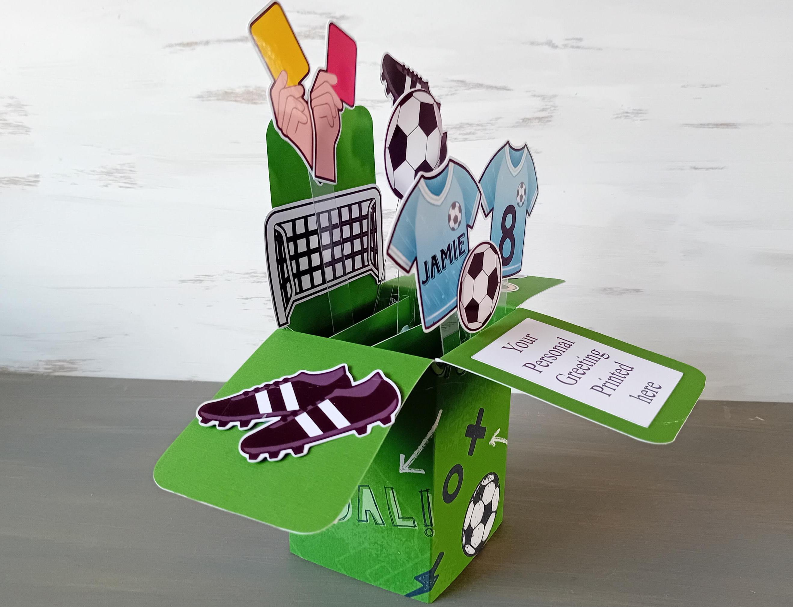 Large, Personalised, Pop up Box Card, Football / Soccer Theme - Etsy