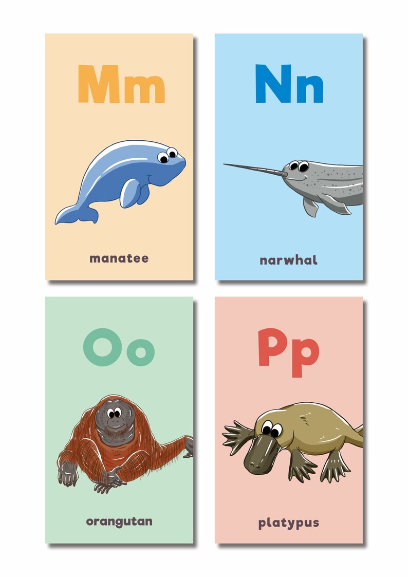 Animal Alphabet Flashcards - Exotic Printable Kids Learning, Homeschool ...