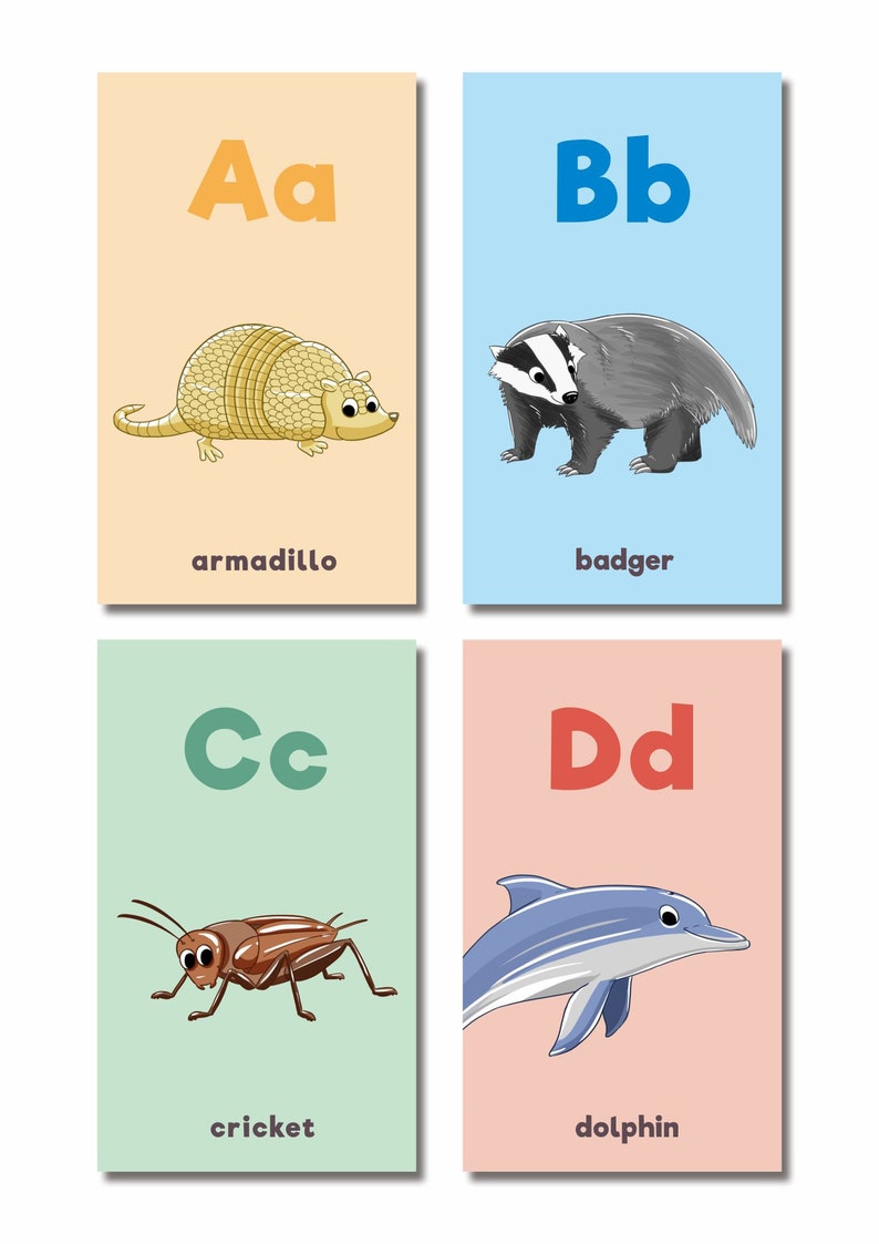 Animal Alphabet Flashcards - Exotic Printable Kids Learning, Homeschool ...
