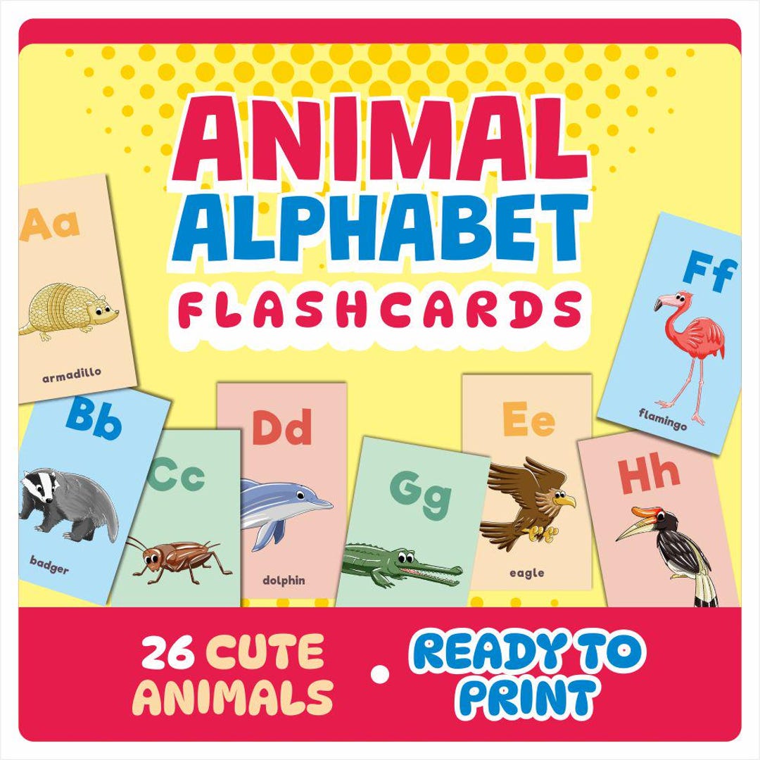 Animal Alphabet Flashcards | A-Z Printable Kids Learning (digital ...
