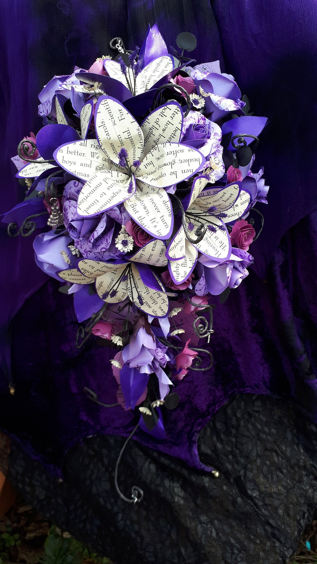 Nightmare Before Christmas Paper Flower Bouquet: Purple Gothic Wedding ...