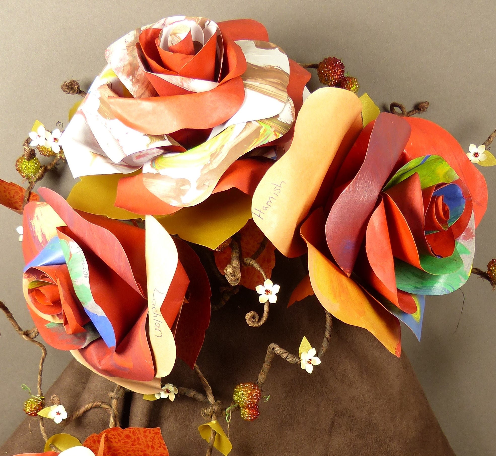 Paper Rose Woodland Vine Cascade Paper Flower Bouquet - Etsy UK
