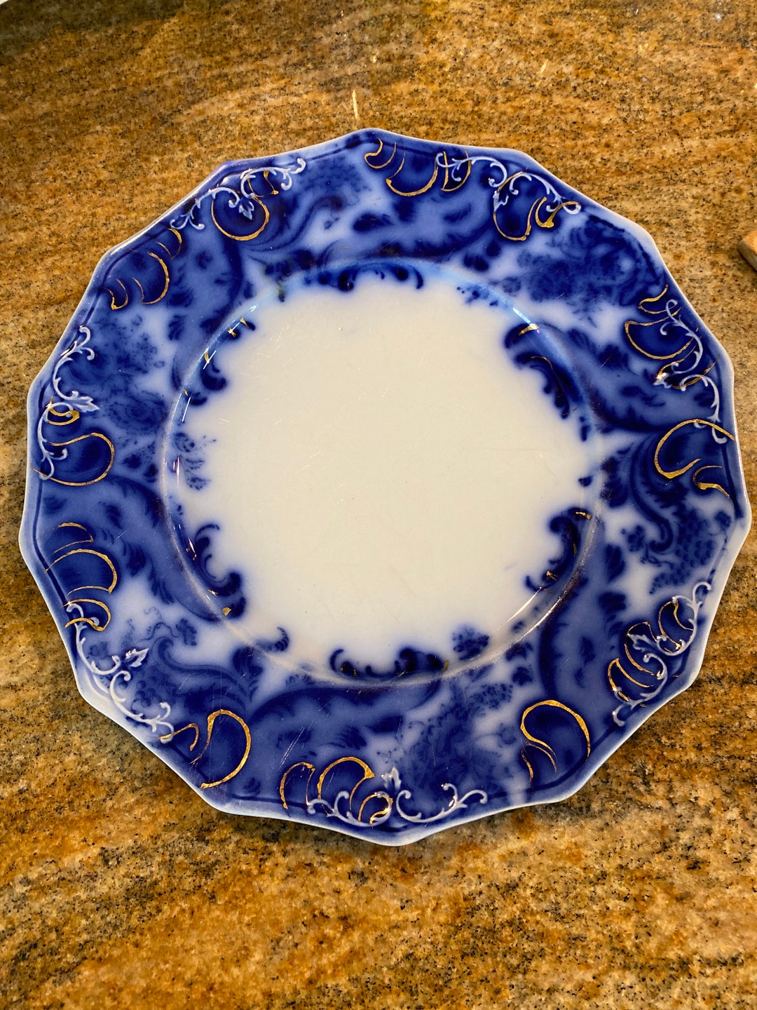 Flow Blue Argyle Plate Vintage Gorgeous - Etsy