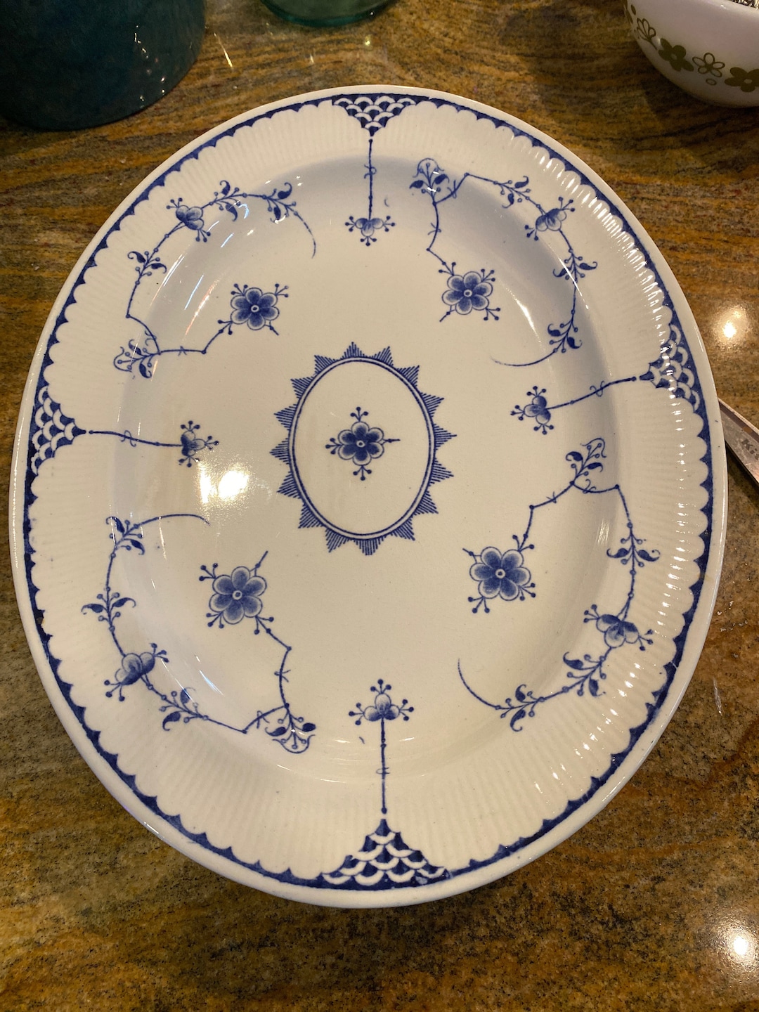 Furnivals Denmark Flow Blue English Platter Vintage - Etsy