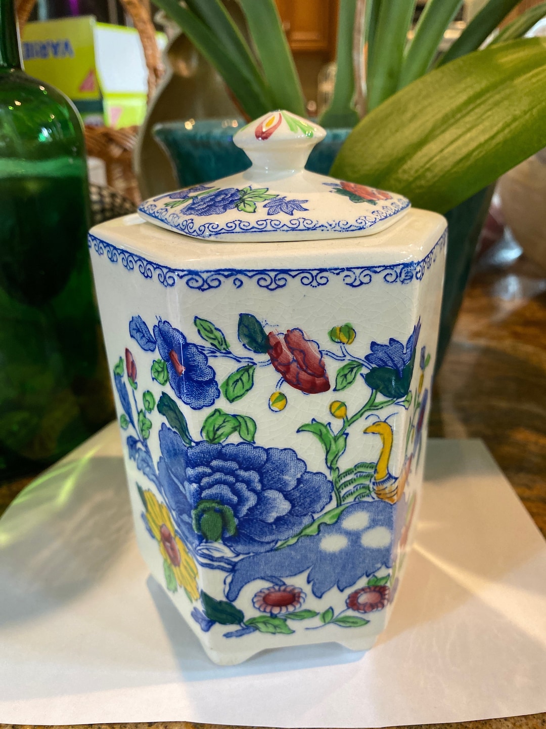 Masons Plantation Colonial Ginger Jar Vintage Blue Multicolor ...