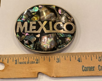 Mexico Vintage Belt Buckle Abalone Shell Alpaca - Etsy