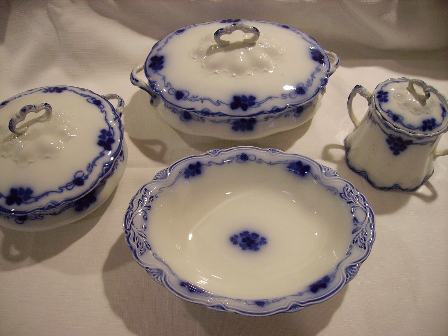 Flow Blue Clover Large Flat Soup Bowl Vintage Gorgeous - Etsy