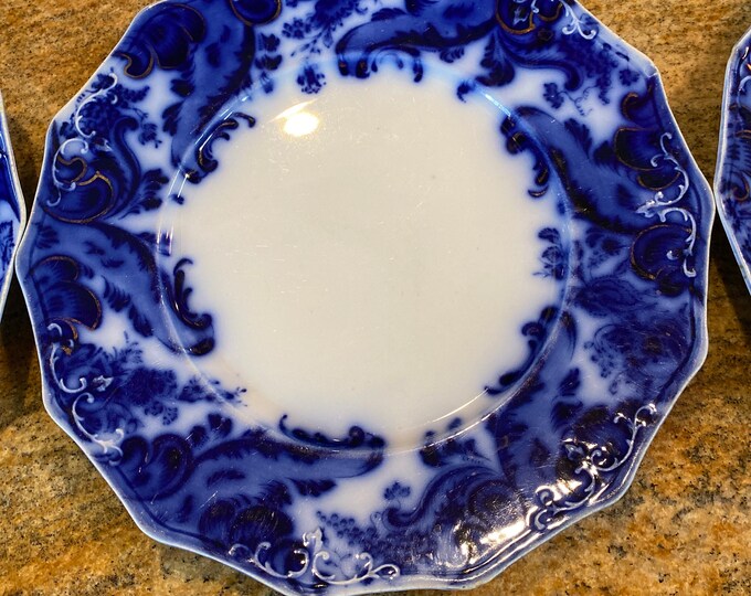 Flow Blue Argyle Plate Vintage Gorgeous as is Multiple Available - Etsy