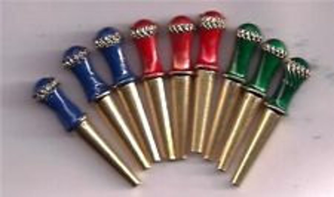 9 Cribbage Board Pegs Jeweled Tone 3 Blue 3 Red & 3 Green Gold Metal ...