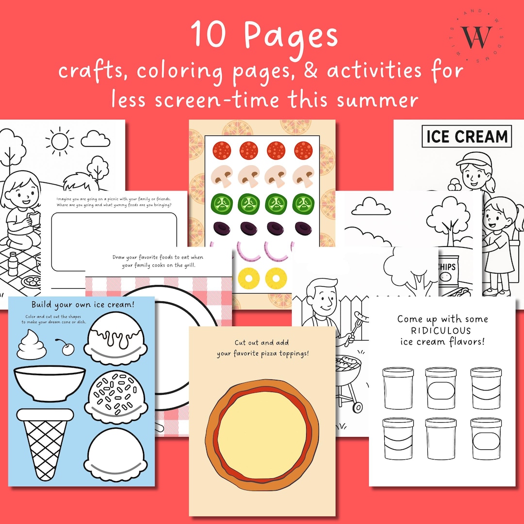 Summer Picnic & Ice Cream Activity Pack – Printable Coloring, Drawing ...