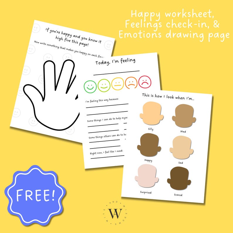 Feelings Printable Pack | Kids Emotions Worksheets | Freebie Friday - Etsy
