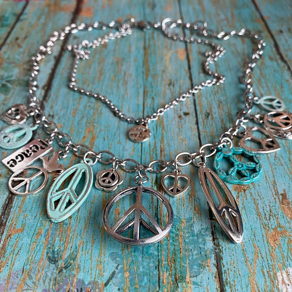 Turquoise Peace Sign - Etsy