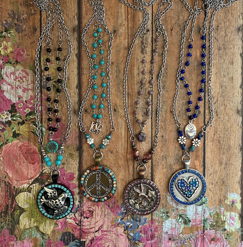 Turquoise Peace Sign Necklace Multi Strand Necklace. Peace - Etsy