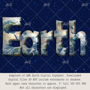 Earth Digital Alphabet by Awesomescrapper, High Quality 300 DPI Pngs ...