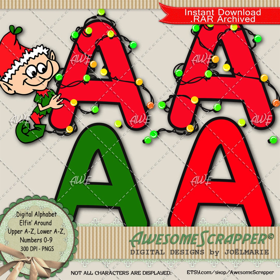 Elfin Around Digital Alphabet by Awesomescrapper - High Quality, 300 ...