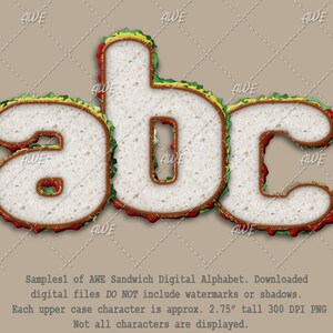 Sandwich Digital Alphabet by Awesomescrapper High Quality, 300 DPI Pngs ...