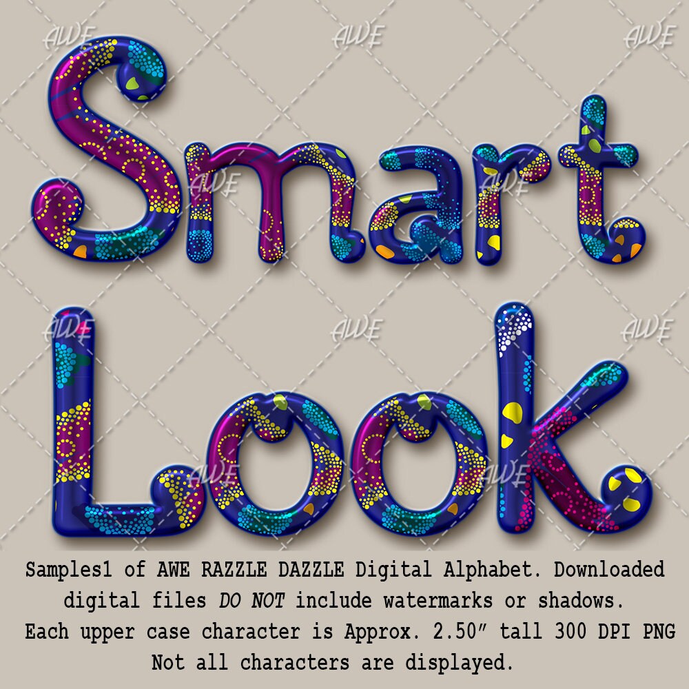 Razzle Dazzle Digital Alphabet by AwesomeScrapper High | Etsy