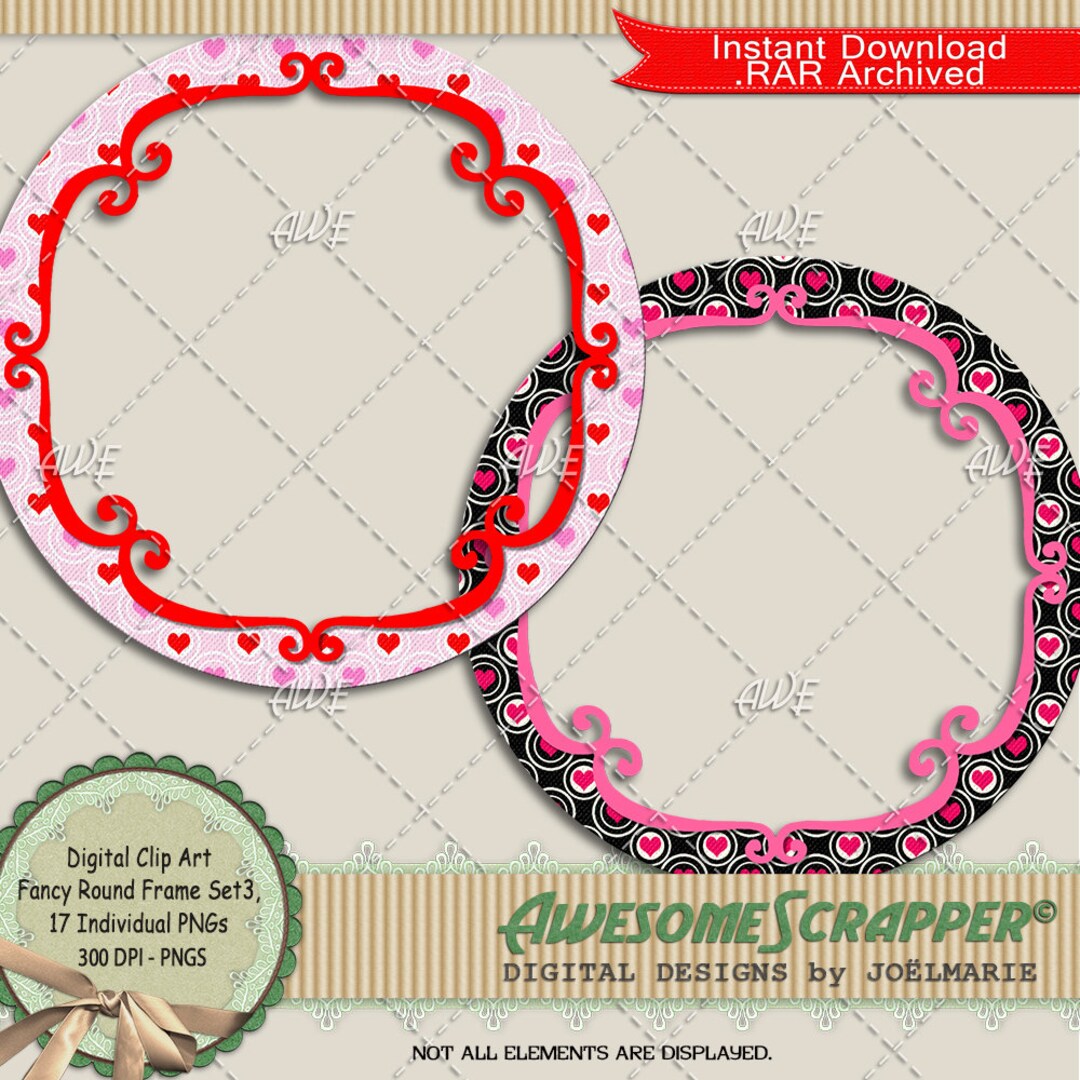 Fancy Round Frames3 Digital Clip Art by Awesomescrapper - High Quality ...