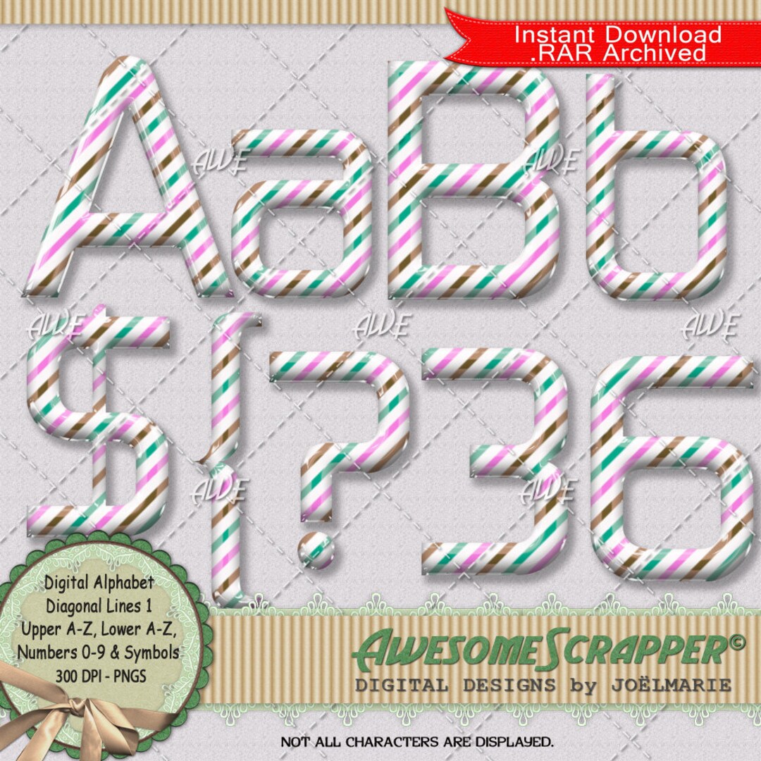 Diagonal Lines Set 1 Digital Alphabet by Awesome Scrapper - High ...