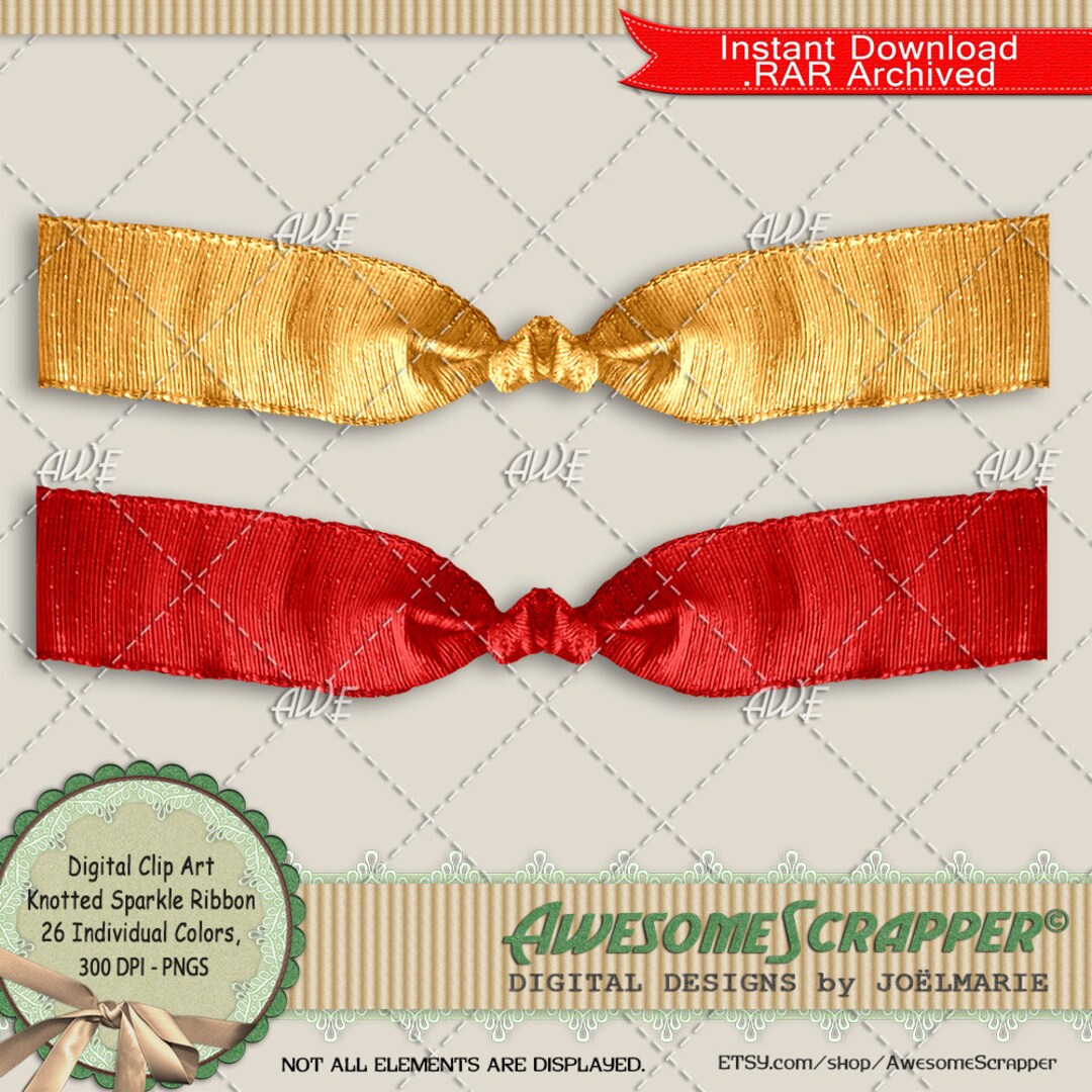 Knotted Sparkle Ribbon Digital Clip Art by Awesomescrapper - High ...