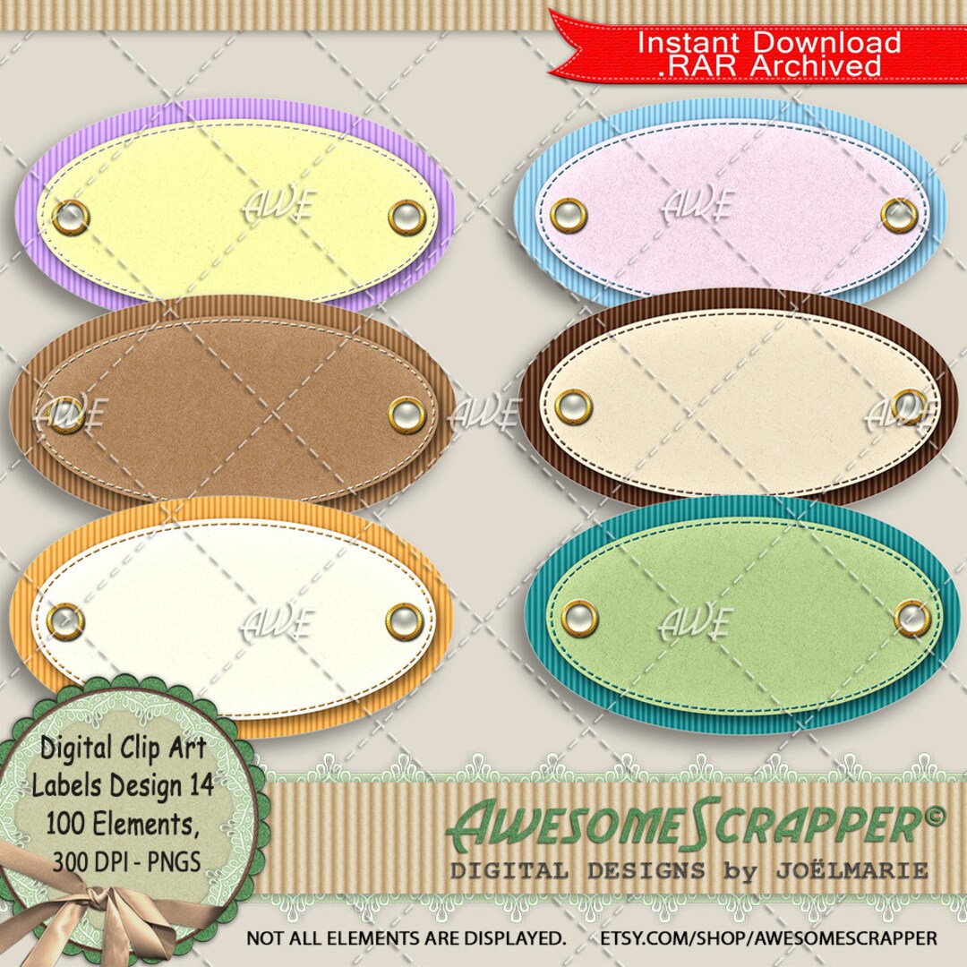 Labels Design 14 Digital Clip Art by Awesomescrapper - High Quality ...