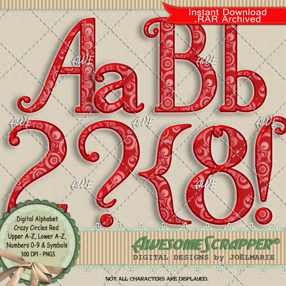 Crazy Circles Digital Alphabet by AwesomeScrapper High | Etsy