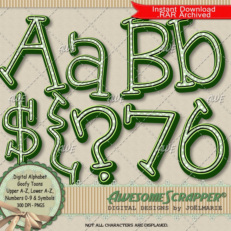 Goofy Toons Digital Alphabet by AwesomeScrapper High | Etsy