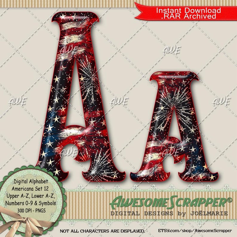 Americana Set12 Digital Alphabet by Awesomescrapper - 300 DPI Pngs ...