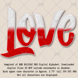 Holiday Red Digital Alphabet by Awesomescrapper - High Quality, 300 DPI ...