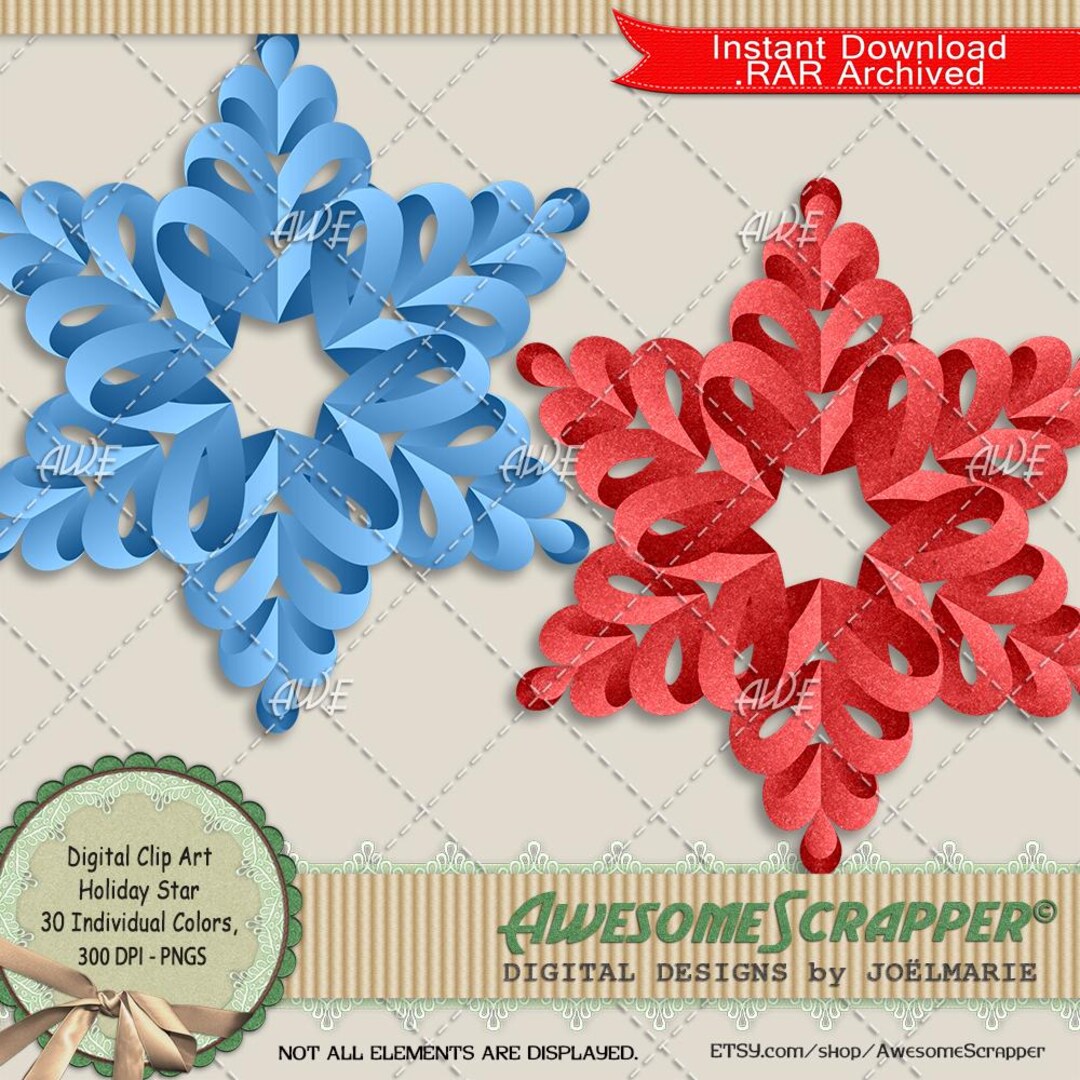 Holiday Star Digital Clip Art by Awesomescrapper - High Quality, 300 ...