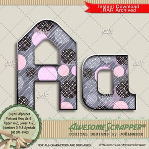 Pink and Gray Set2 Digital Alphabet by Awesomescrapper - High Quality ...