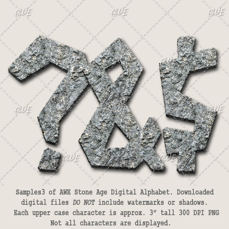 Stone Age Digital Alphabet by Awesomescrapper, High Quality 300 DPI ...