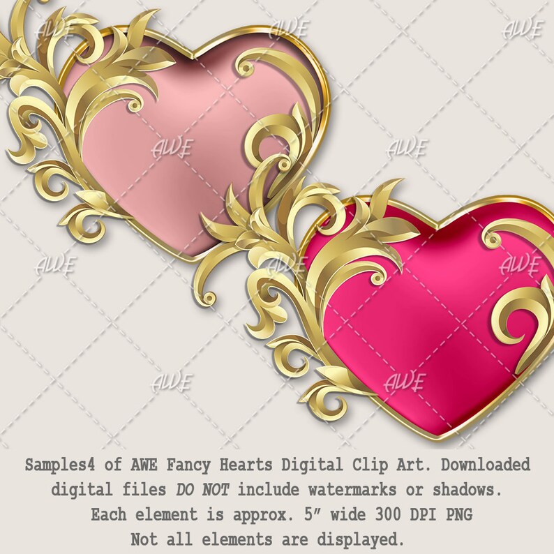 Fancy Hearts Digital Clip Art by Awesomescrapper - High Quality, 300 ...