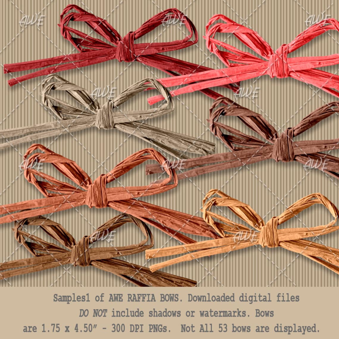 Raffia Bows Digital Clipart by Awesomescrapper Set of 53 - Etsy