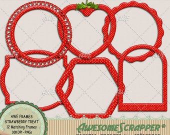 Digital Clipart Watermelon Themed Frames, Set of 12, Various Shapes and ...