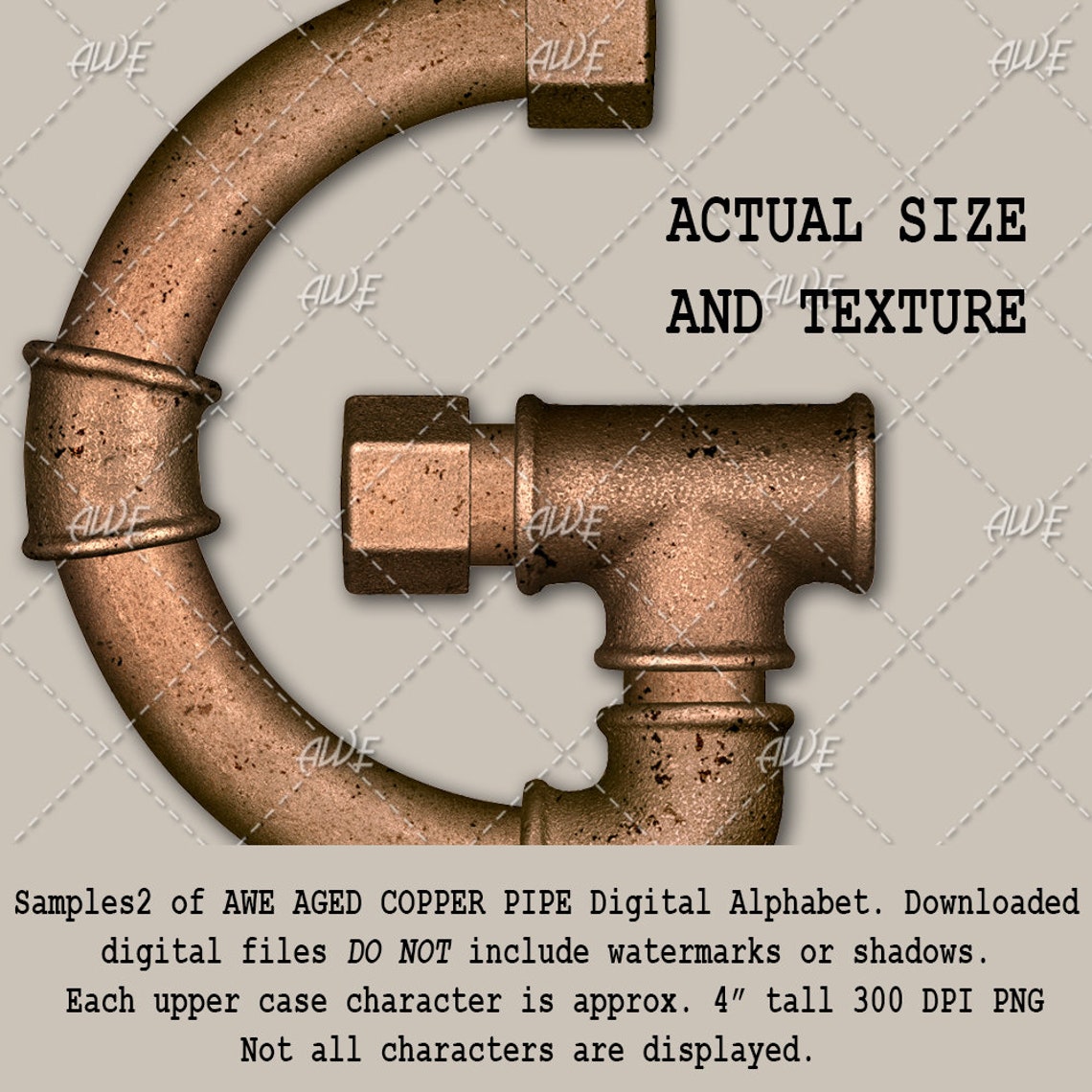 Aged Copper Pipe Digital Alphabet by Awesomescrapper High - Etsy