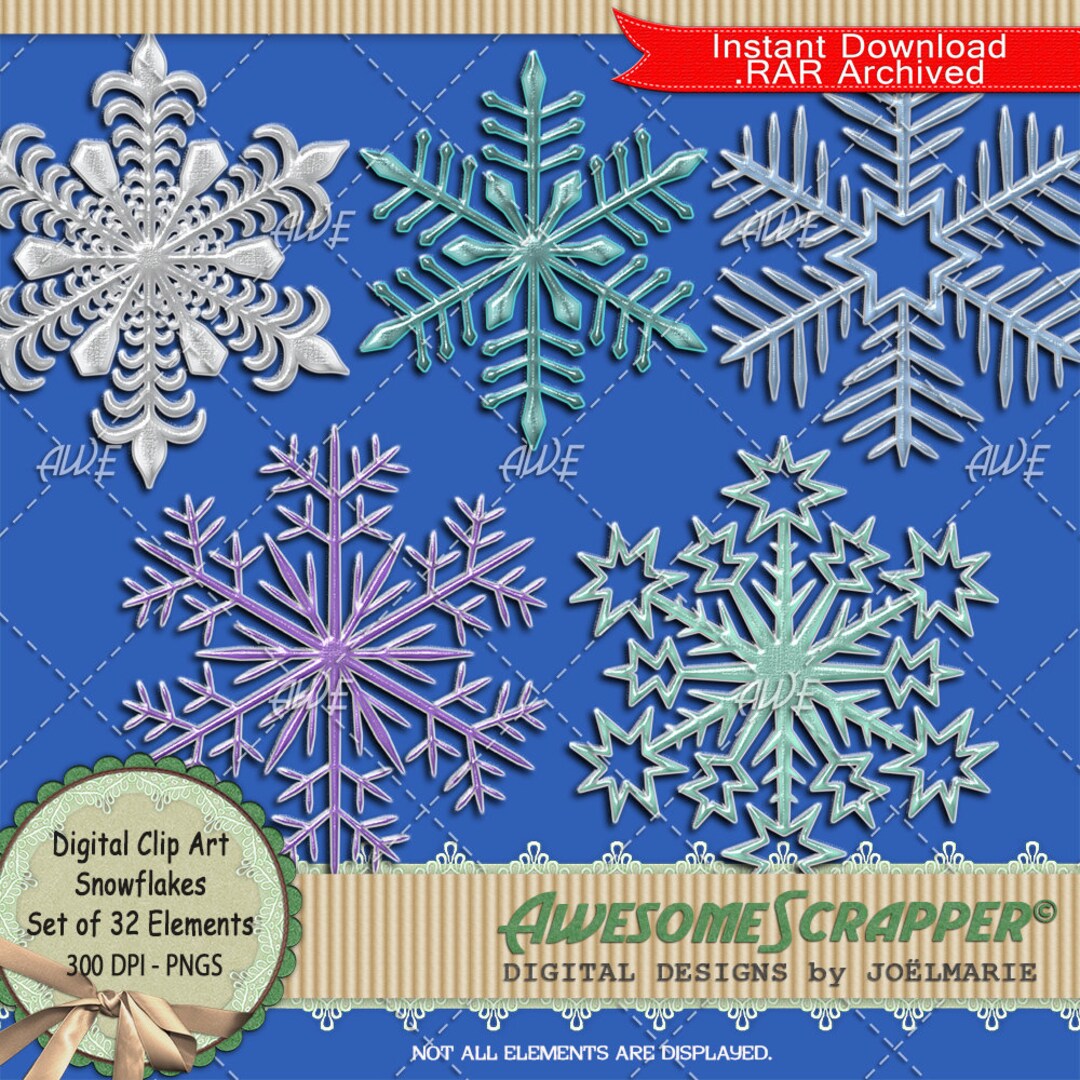 Snowflakes Set1 Digital Clip Art by Awesomescrapper - High Quality, 300 ...