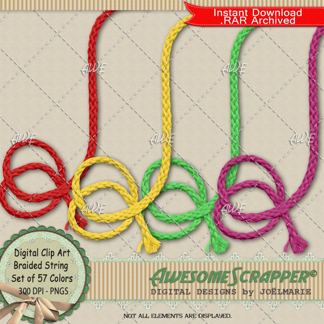 Braided String Digital Clip Art by Awesomescrapper - Set of 57 Elements ...