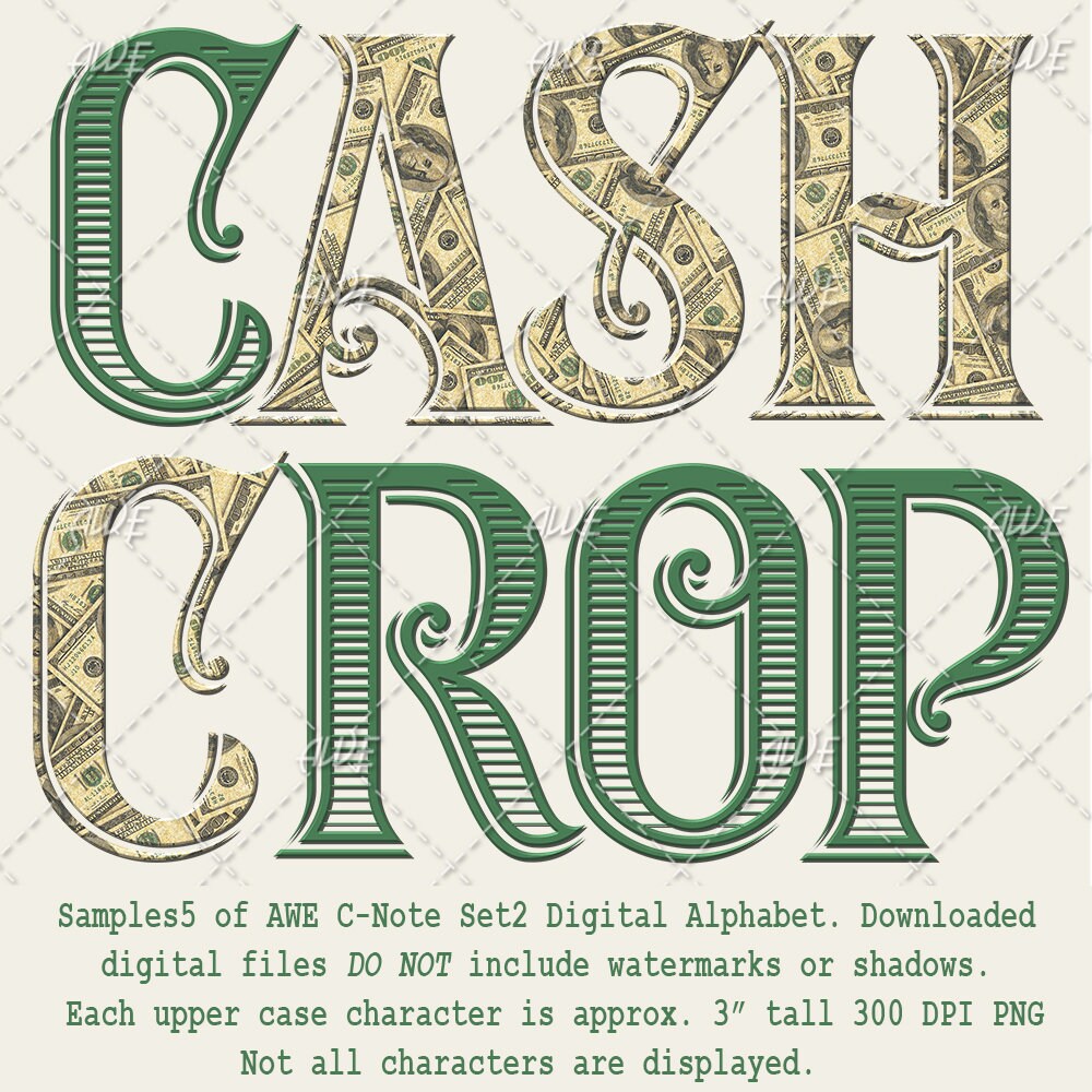 C-note Set2 Digital Alphabet by Awesomescrapper - High Quality, 300 DPI ...