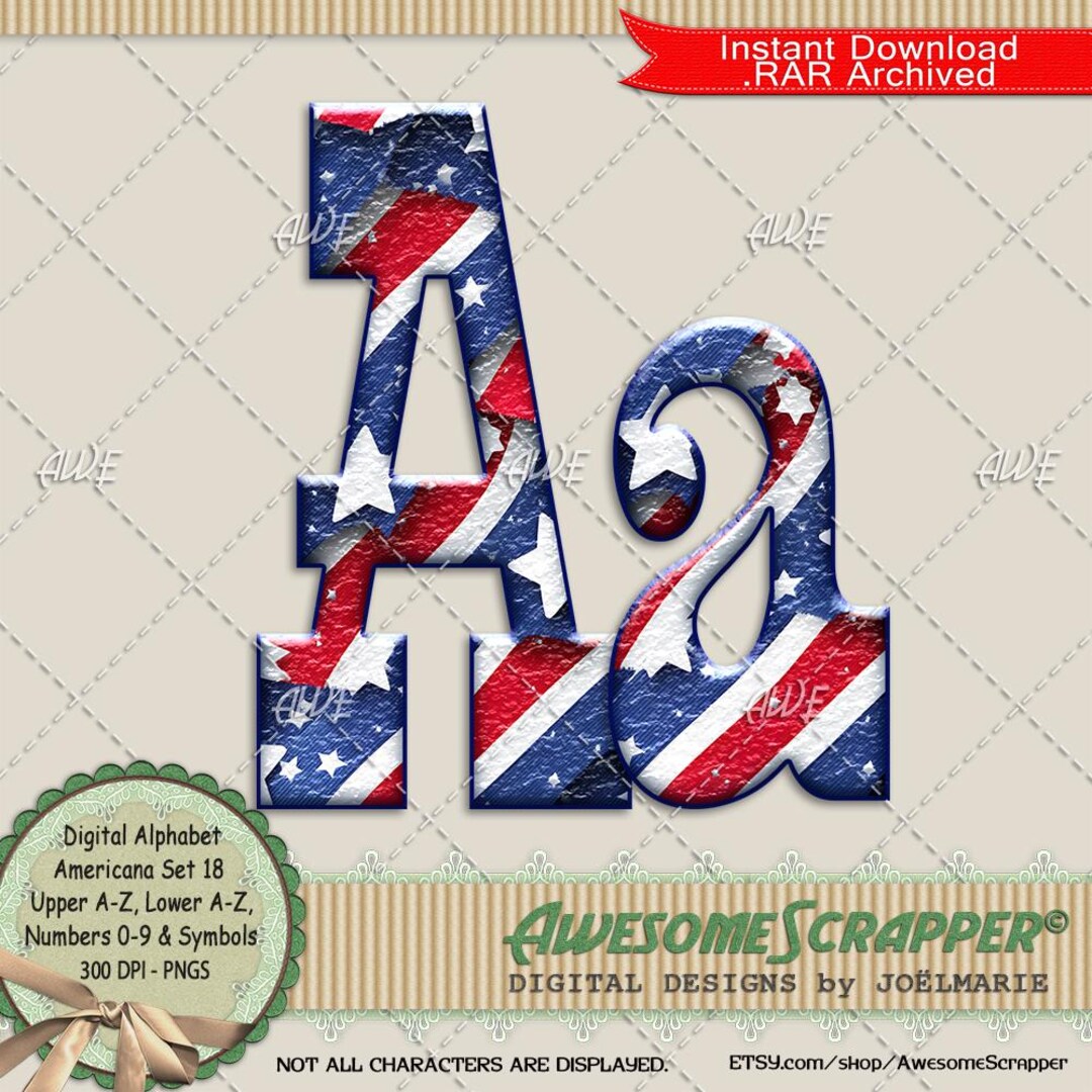 Americana Set18 Digital Alphabet by Awesomescrapper - 300 DPI Pngs ...