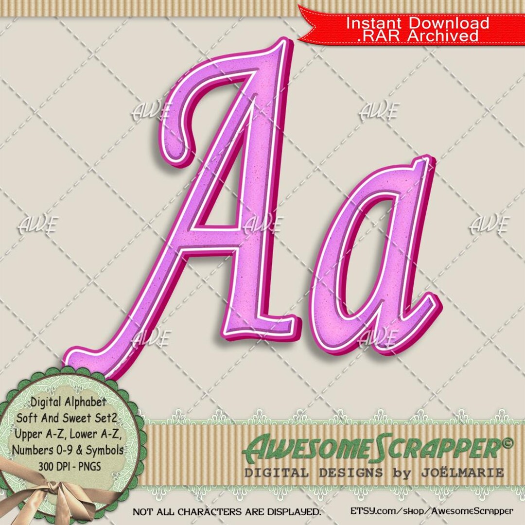 Soft and Sweet Set2 Digital Alphabet by Awesomescrapper, High Quality ...