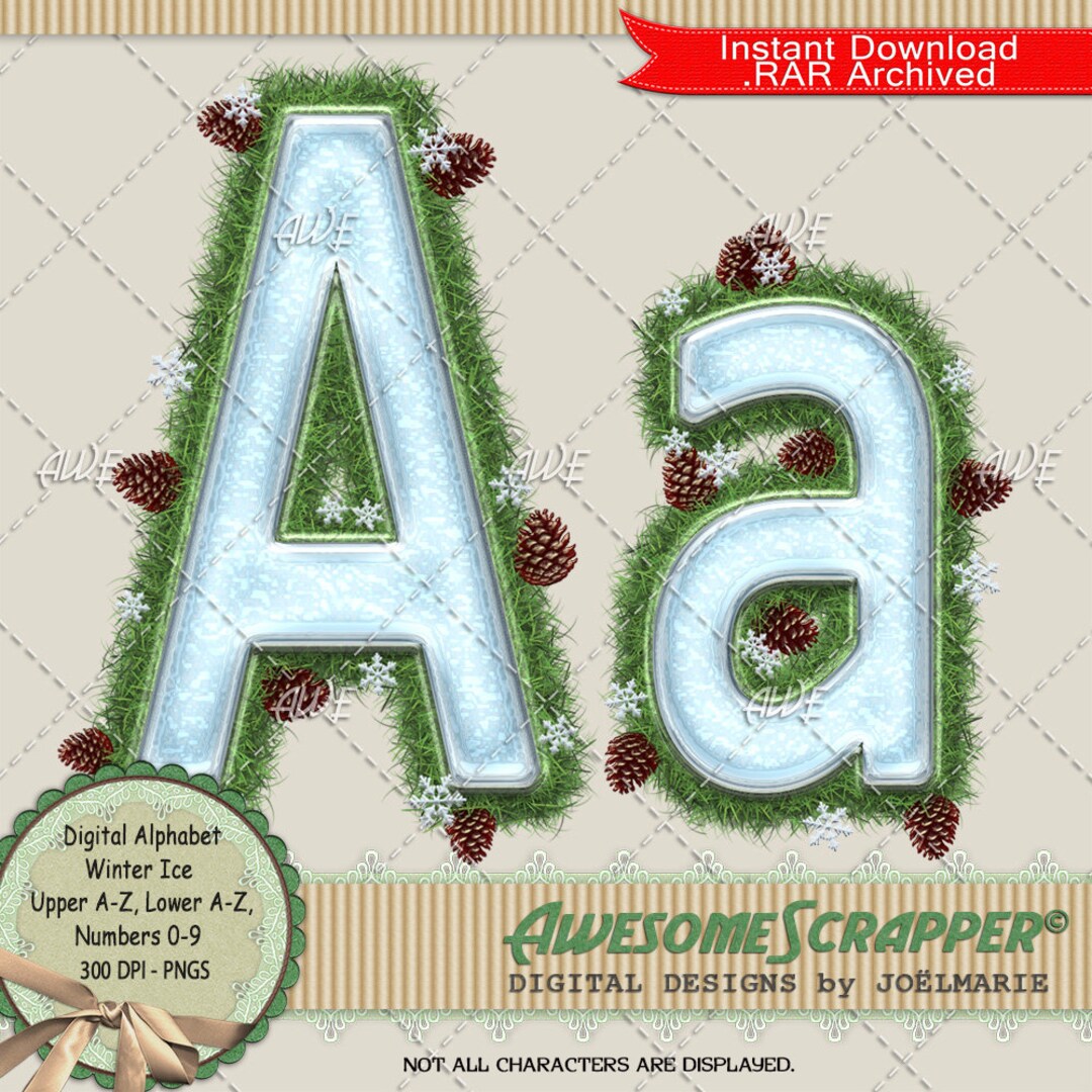 Winter Ice Digital Alphabet by Awesomescrapper - High Quality, 300 DPI ...